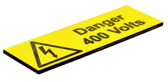 Danger 400 Volts Label - (Pack of 5 Engraved) 75 x 25mm