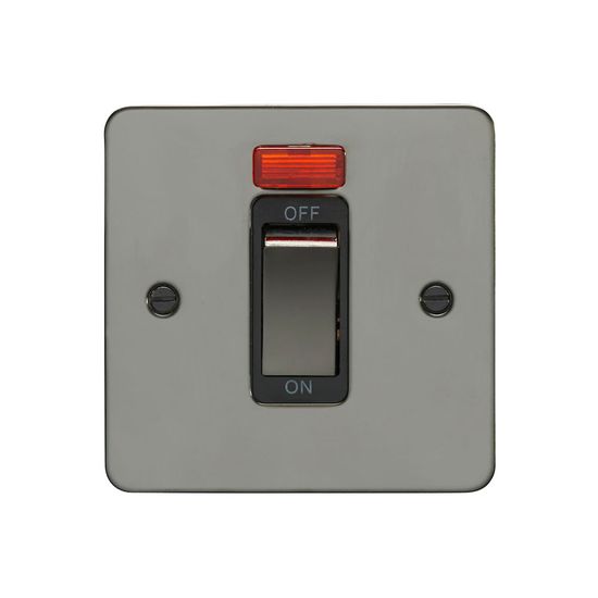 45A 1 Gang Cooker Switch - Satin Stainless Steel/Black