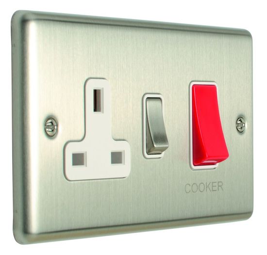 Cooker Control Unit - Satin Stainless/White