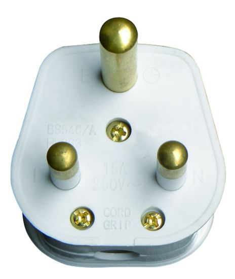15A Round Pin Plug Top White