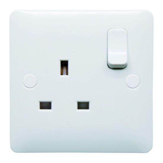 1 Gang 13A SP Switched Socket White