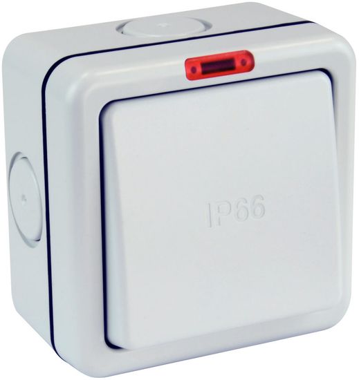 Monsoon 20A IP66 1 Gang DP Weatherproof Switch with Neon - Grey