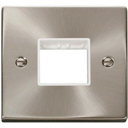 MiniGrid Unfurnished Plate, 2 Gang, Satin Chrome, White Trim, Deco Range