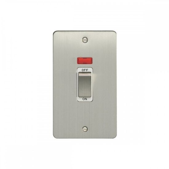 45A 2 Gang DP Cooker Switch - Satin Stainless Steel/White